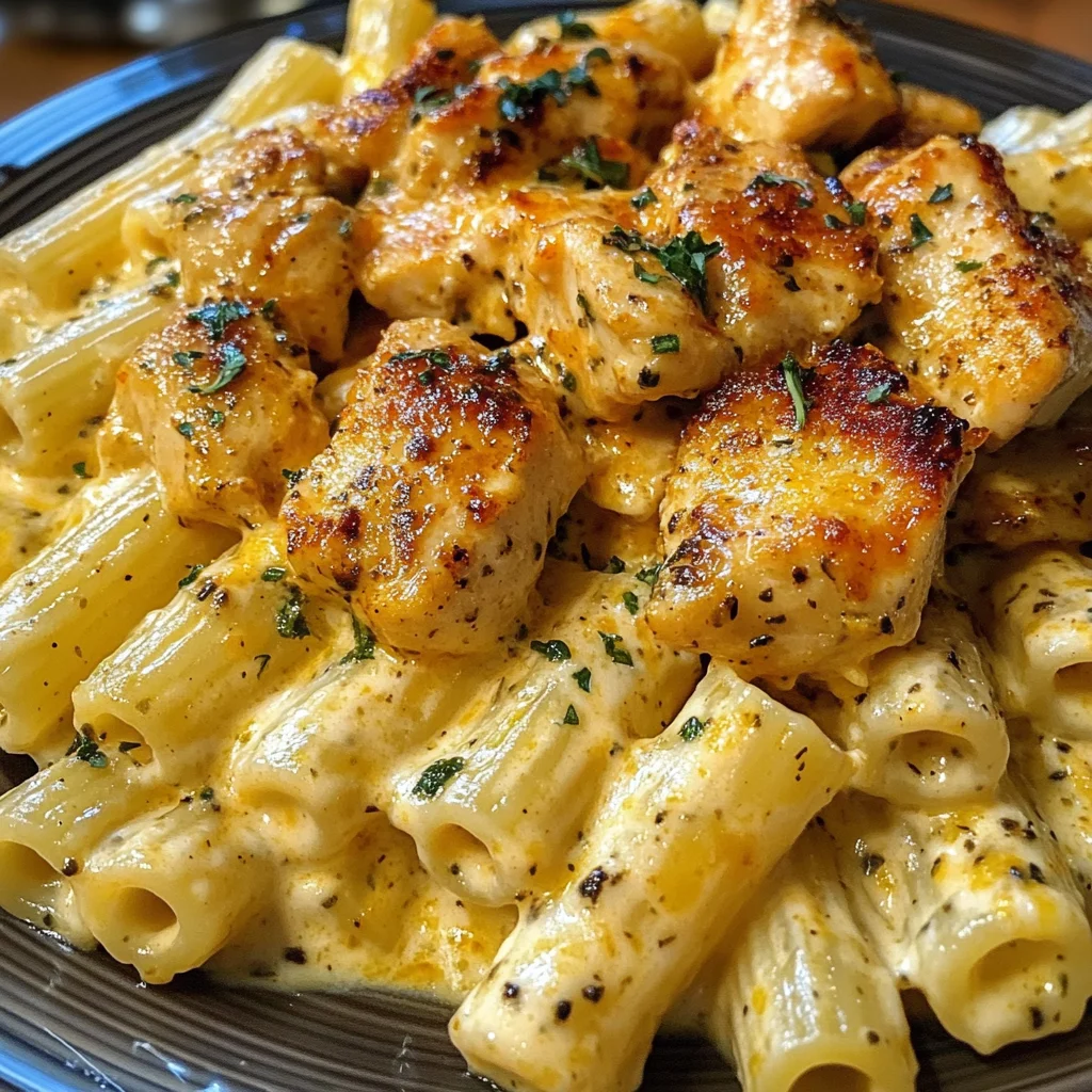 Creamy Cajun Chicken Rigatoni with Garlic Butter Sauce